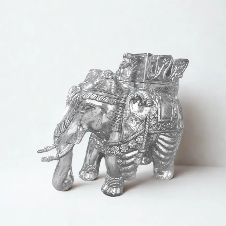 Elegant Silver Elephant Idol for Home Decor
