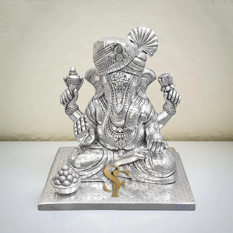 Silver Ganesha Idol Small | Handcrafted Divine Silver Idol